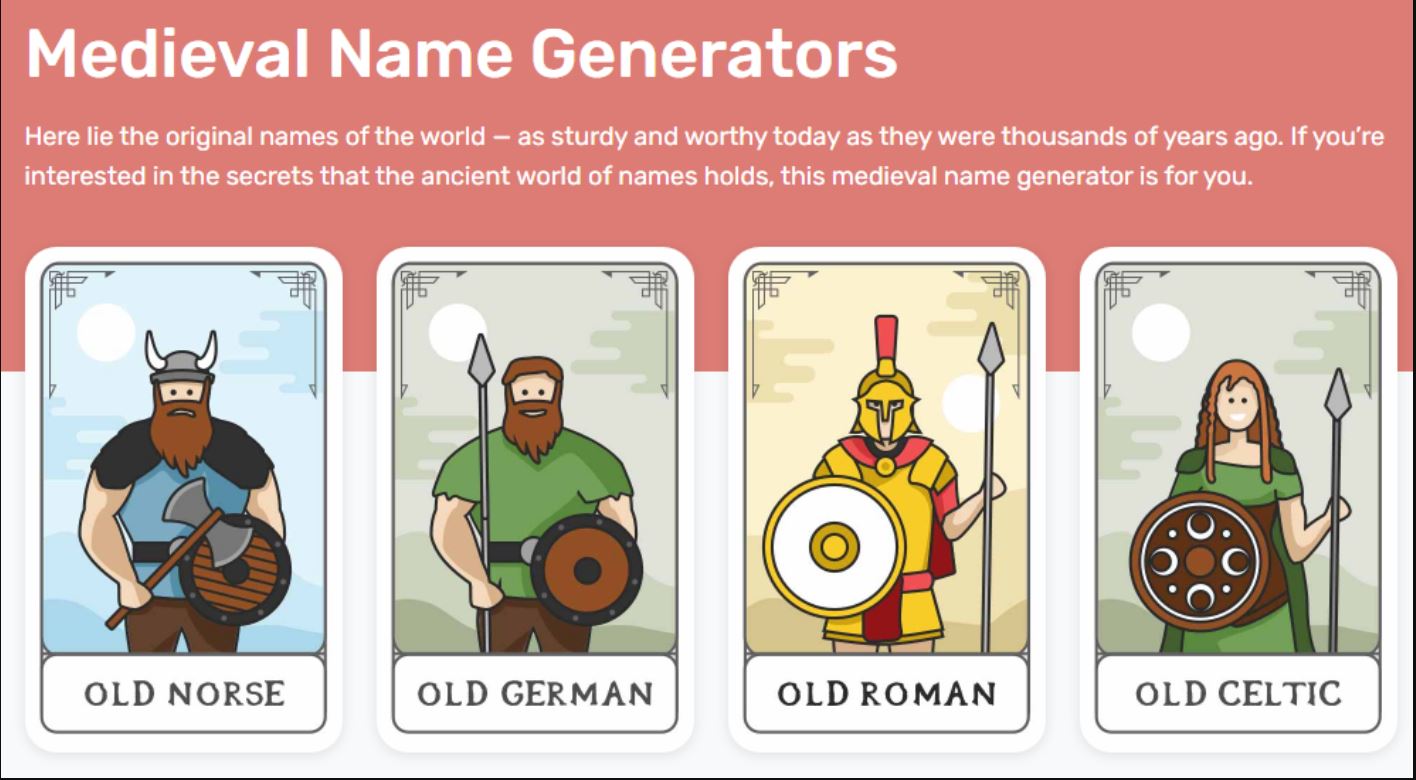 Medieval Name Generators | Dragons Rule OK. V.M.Sang (author)